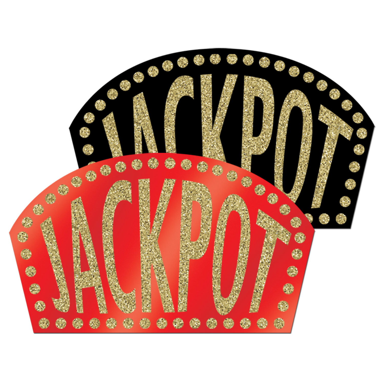 Casino Party Supplies - Glittered Jackpot Sign Cutouts Red or Black ...