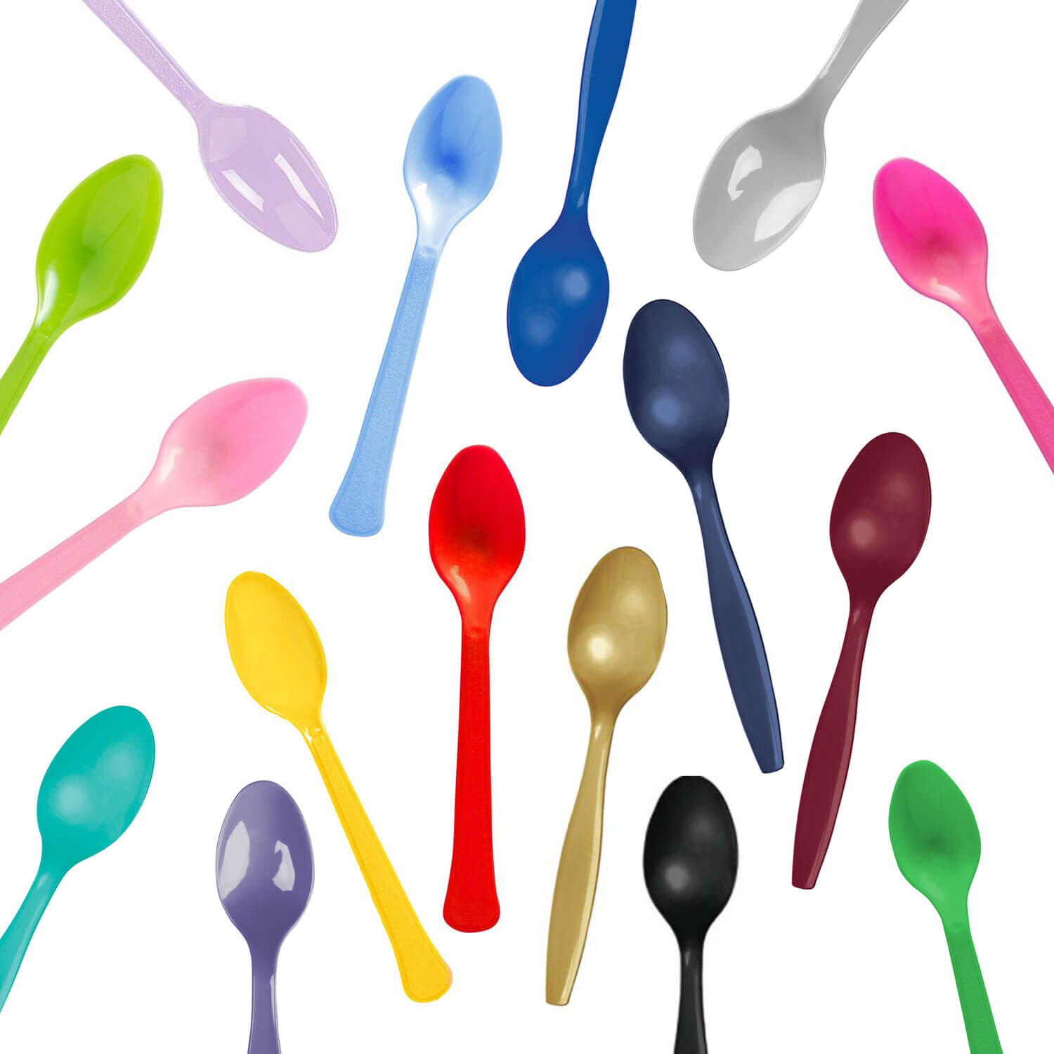 Solid Coloured Plastic Spoons 20, 24 or 50 Pack you choose Colour ...