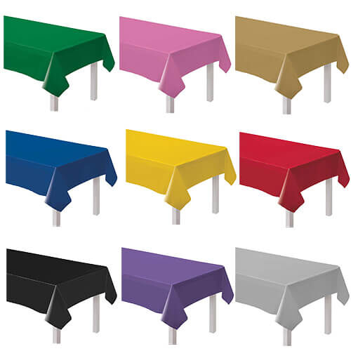 Solid Coloured Tablecovers Plastic Rectangle Multiple Colours | Perfect ...